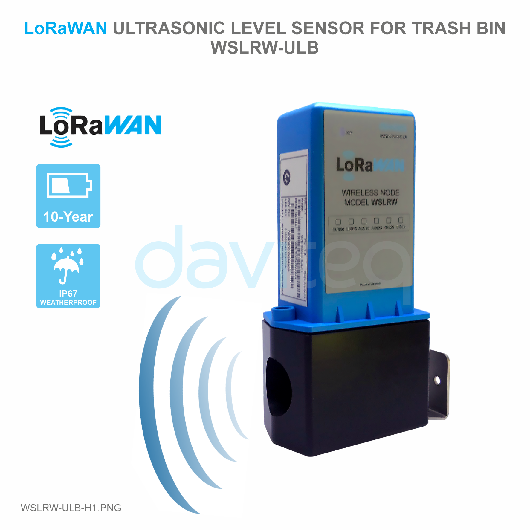 LoRaWAN Trash Bin Level Sensor | 10-Year Battery & IP-Rated